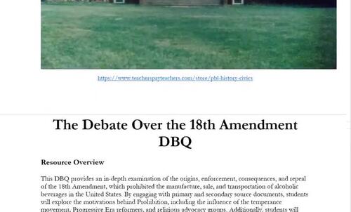 The Debate Over the 18th Amendment DBQ by PBL History & Civics | TPT