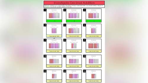 Add Decimals Using Models Printable and Digital Activities 5.NBT.7