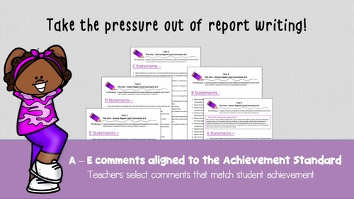 Australian Curriculum Year 4 Dance Report Card Comments by Ideacations