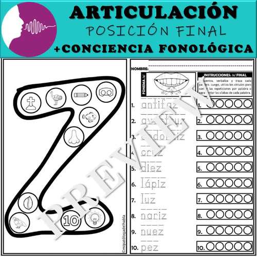 Articulación Posición Final y Conciencia Fonológica Articulation Spanish