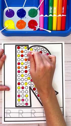 Letter R Alphabet Crafts Q Tip Painting Fine Motor Skills by Preschool ...