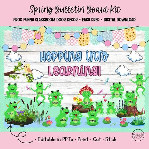 Frog Spring Bulletin Board Kit | March Door Decor | Hopping Into Learning