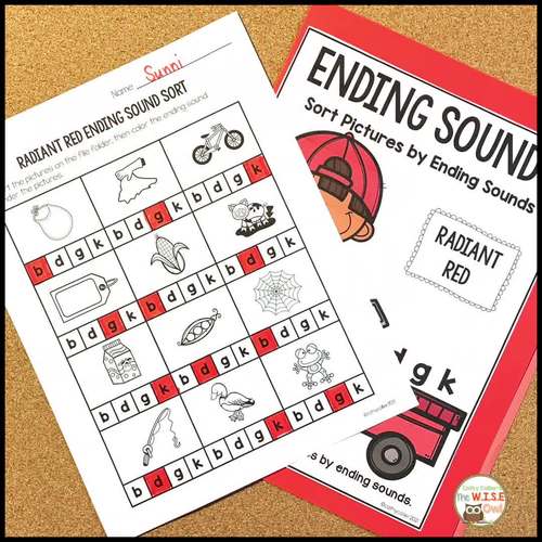 Kindergarten File Folder Games Literacy Centers Ending Sound Sort