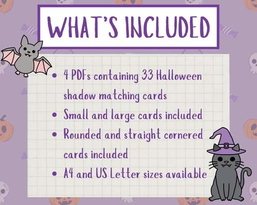33 Halloween Shadow Matching Cards | Preschool Matching Activity Game ...