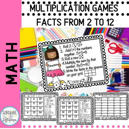 Multiplication Practice Roll & Cover Games | Multiples 2 through 12