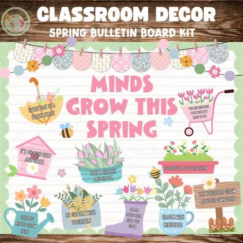 Spring Classroom Bulletin Board Kit | Growth Mindset & Mental Health Decor