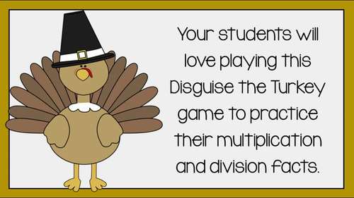 Thanksgiving Disguise a Turkey Digital Multiplication & Division Game