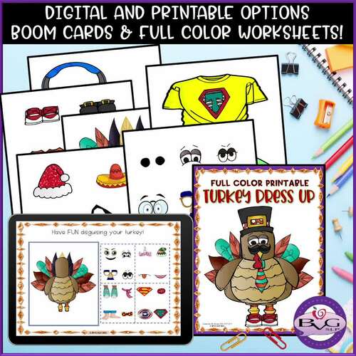 Thanksgiving Craft Activity Disguise a Turkey Boom Cards and PRINTABLE ...