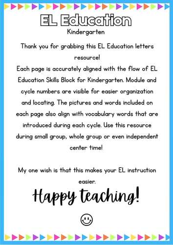 25’ UPDATED EL Education Activities | Kinder Skills Block Letters ...