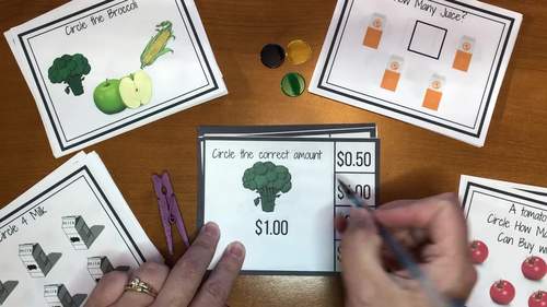Money Task Cards- Grocery Store Theme- Addition, Counting, Matching