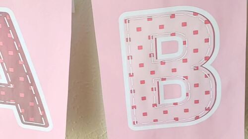 Pink Alphabet Banners for Bulletin Board Letter Flags for Valentine's Day