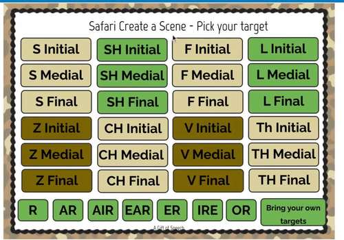 Safari Articulation activities for later developing sounds Speech therapy