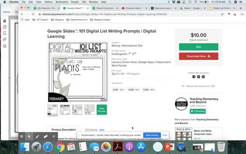 Google Classroom™ 101 Digital List Writing Prompts for Distance Learning