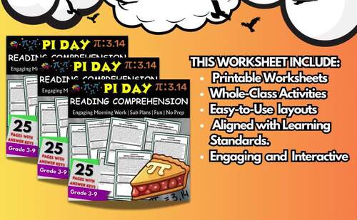 Pi Day Reading Comprehension Passage Activities 3rd,4th,5th,6th,7th,8th ...