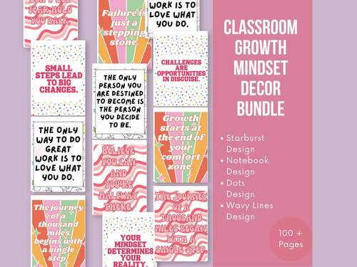 Classroom Growth Mindset Decor Bundle by Teaching and Tech in 5th