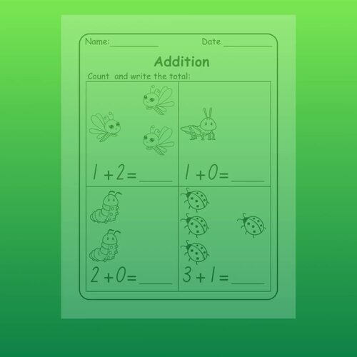 Spring Insects Addition Worksheets | Bug Counting & Math Practice within 5