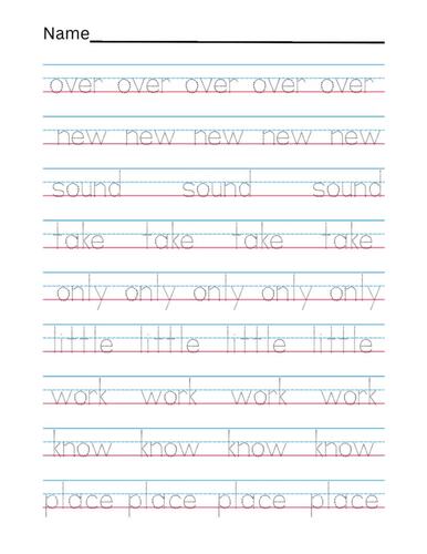 Fun Kinder Sight Words Tracing Practice (second 100 Fry Words-Bookworms)