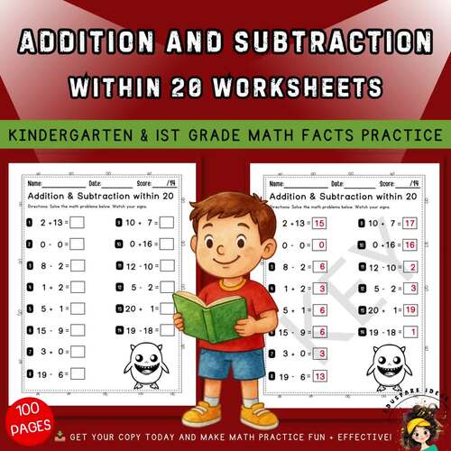 Addition and Subtraction Worksheets Within 20 | 1st Grade Math Facts ...