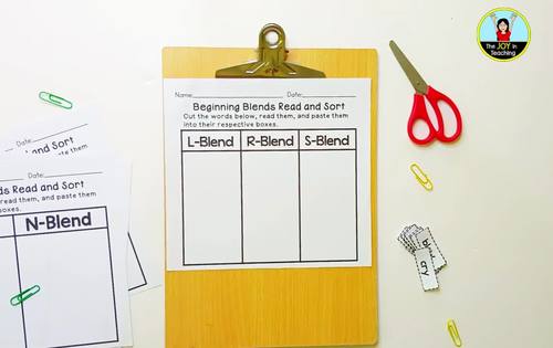 Blends Cut and Paste Worksheet by The Joy in Teaching | TPT
