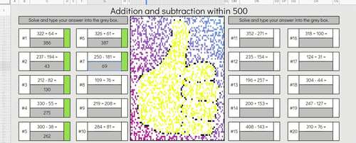 Digital Math Pixel Art | 5th Grade Fluency Addition and Subtraction ...