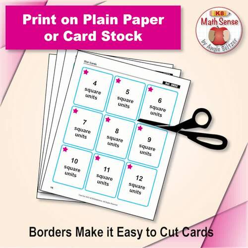 3rd Third Grade Area and Perimeter Bundle of 6 Math Card Games | Number ...