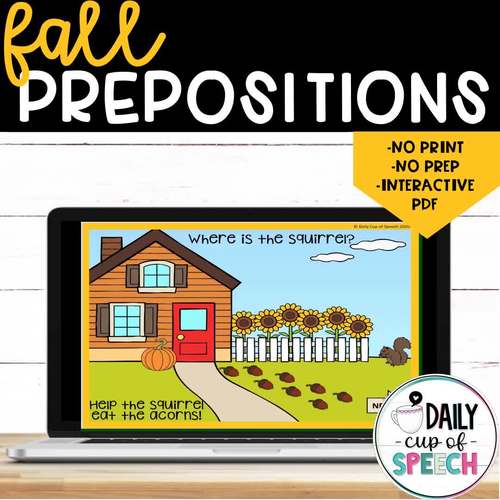 Prepositions Speech Therapy Fall | Spatial Concepts by Daily Cup of Speech