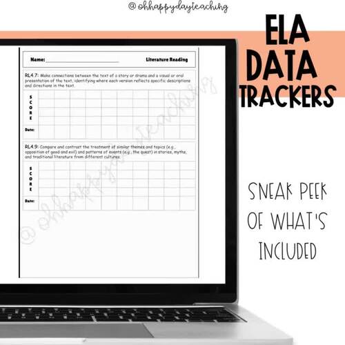 Data Tracker | Data Tracking sheets | ELA Data Tracking Sheets | 4th grade