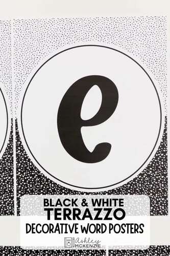 Black and White Terrazzo Classroom Decor | Decorative Word Posters ...