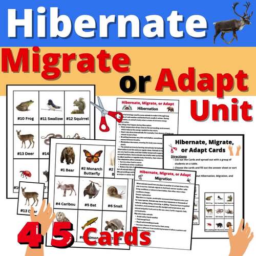 Hibernate Migrate Adapt Sort Task Cards Animals Science Unit by DadsDesigns