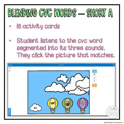 Phonemic Awareness Blending Short a CVC Words Boom Cards™ | TPT