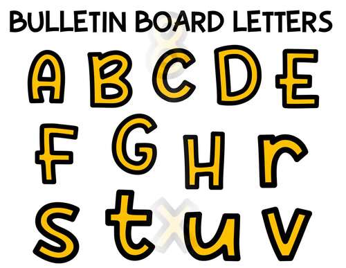 Printable Bulletin Board Letters, Yellow Large Alphabet Letters, Wall ...
