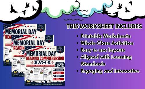 Honoring Heroes: Memorial Day Reading Comprehension Activities | Grades ...