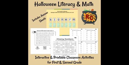 Halloween Activities Set for First & Second Graders Interactive & Printable