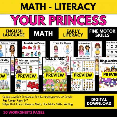 Your Favorite Princess Pack - Printable Preschool Math, Literacy & Fine ...