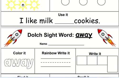 40 Dolch Sight Words Printables: Pre-Primer Level by Tiger's Teaching Tools