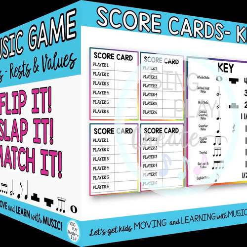Music Game "FLIP IT, SLAP IT, MATCH IT" Notes, Symbols, Flash Cards