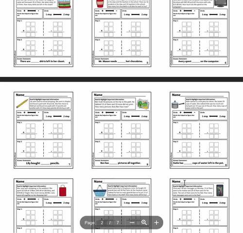 Multi-Digit Addition & Subtraction Word Problems 0-100, Centers ...