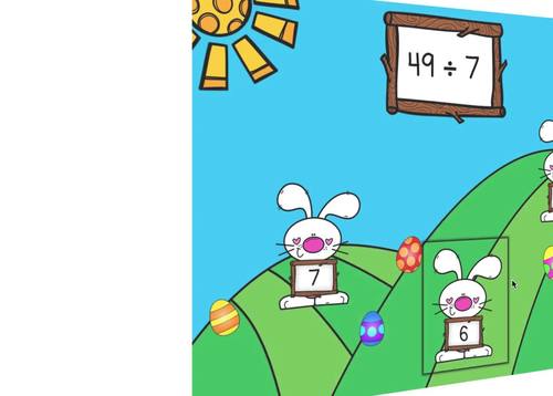 Easter Division Fact Fluency Practice Spring Digital Math Boom Cards