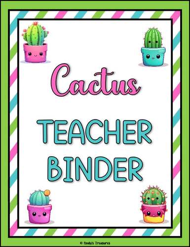Cactus Teacher Binder Section Labels *Editable* by Cindy's Treasures