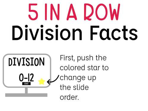 Division Games Facts 0-10 and 0-12 | 5 in a Row Math Games Fact Fluency