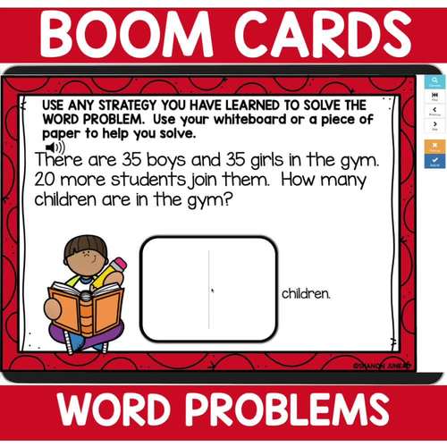 2 Digit Word Problems Boom Cards | Digital Task Cards | TPT