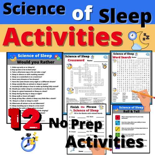 Science of Sleep Activities Packet Sub Lessons Independent Work Resources