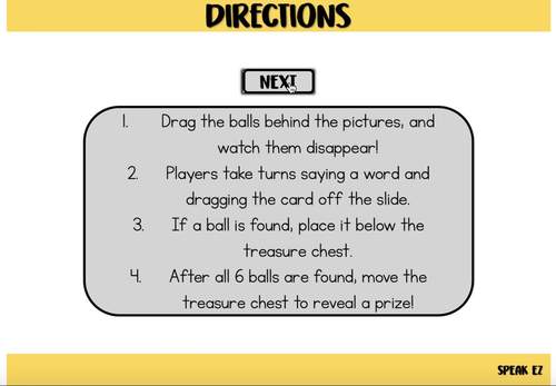 Hide and Find Treasure Articulation /R/ Boom Card Game by Speak EZ