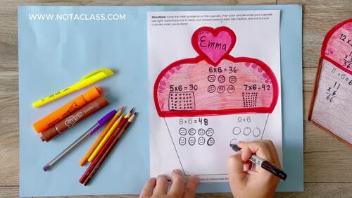3rd Grade Cupcake Math Craft Valentines Day Multiplication Activities ...