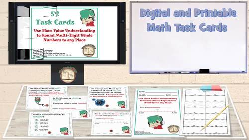 Round Multi-digit Whole Numbers (4.NBT.3): Math Task Cards | TpT