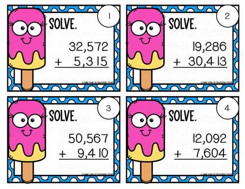 ADDITION TO 100,000 | WITHOUT REGROUPING | TASK CARDS | 4TH GRADE | 4 ...