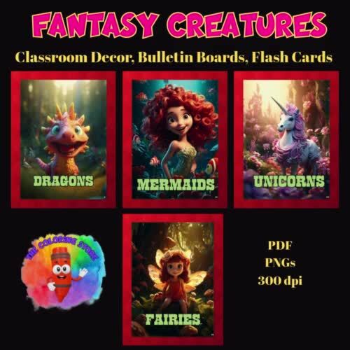FANTASY CREATURES - Classroom Decor Graphic Posters, Bulletin Boards ...