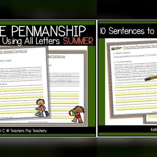 Handwriting Sentence Intervention Pages for Dysgraphia Summer Edition