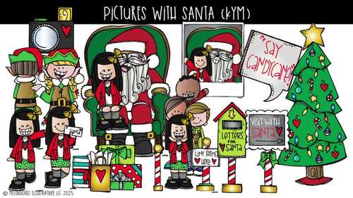 Pictures with Santa clip art, Christmas, Melonheadz Character COMBO PACK