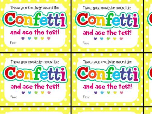 Confetti Sweets Testing Motivation Treat Tag- Throw your knowledge ...
